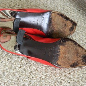 Escada | Shoes | Escada Red Leather Classic Sling Back Pumps Us 7 ...